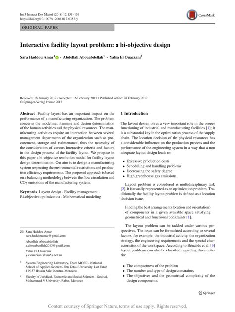 interactive facility layout problem a bi objective design request pdf