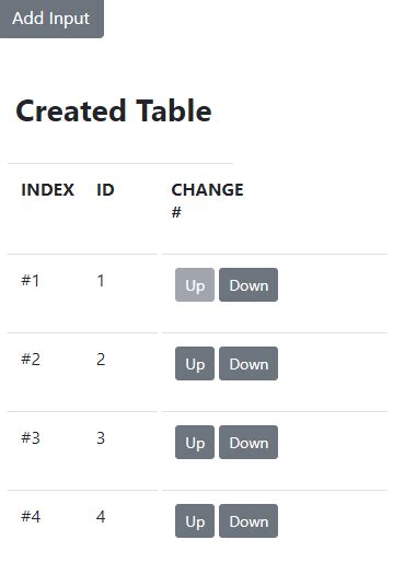 javascript sort table based on index with b buttons up and down stack overflow