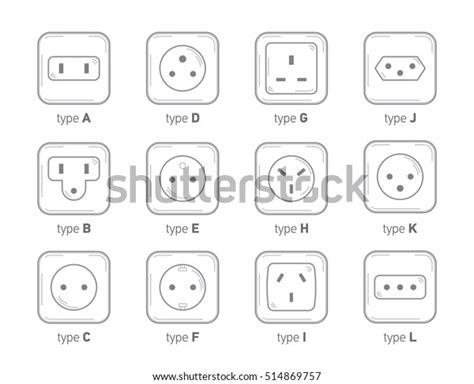 Different Type Power Socket Set Vector Stock Vector Royalty Free