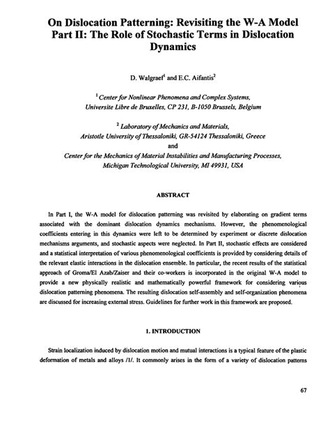 pdf on dislocation patterning revisiting the w a model part ii the role of stochastic terms