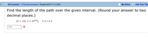 solved find the length of the path over the given interval