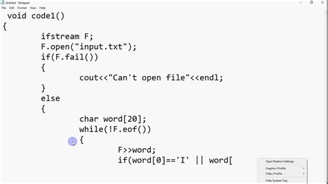 data file handling in c program to read from file and print words starting with i in revese
