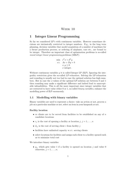 week 10 1 integer linear programming