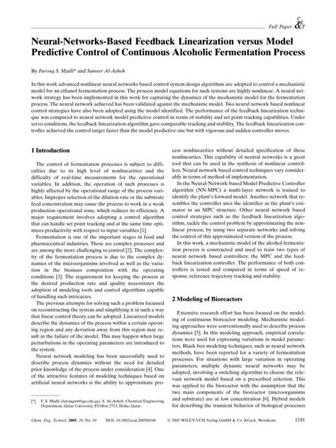 pdf neural networks based feedback linearization versus model predictive control of continuous