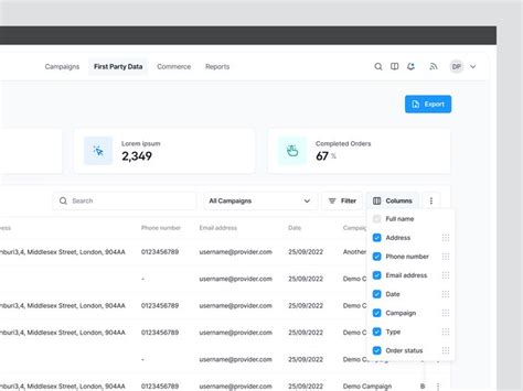 Table Filters And Columns User Interface Design UI UX Design