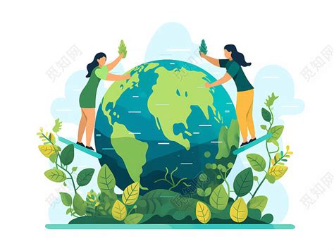 世界地球日女孩种树爱护地球保护环境插画背景图片下载 觅知网