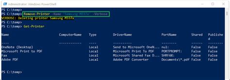 install remove list and set default printer with powershell 4sysops