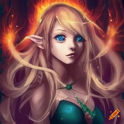 Anime Character With Blonde Hair And Blue Eyes In A Mystical Forest On Craiyon