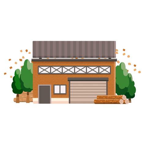チップ工場木工場のイラスト エコのモト