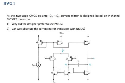 solved hw2 1 at the two stage cmos op amp q8 q5 current