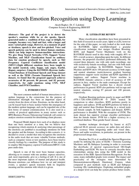 speech emotion recognition using deep learning pdf cognitive science cognition