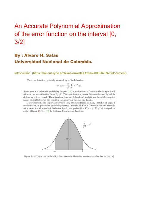 pdf an accurate polynomial approximation of the error function on the interval [0 3 2]