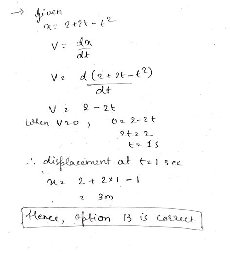 The Position Of An Object Is Given By X 2 2t T 2 Where X Is In