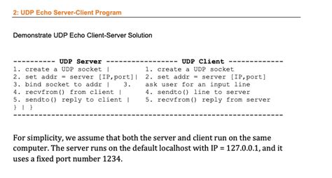 2 udp echo server client program demonstrate udp