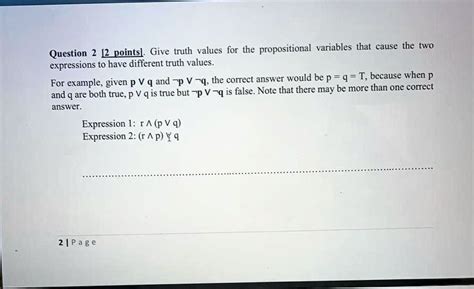 solved 2 [2pointsl give truth values for the propositional variables that cause the two