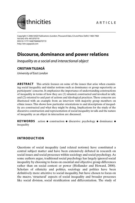 pdf discourse dominance and power relations