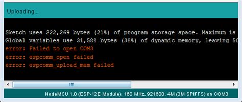 i am getting “espcomm sync failed” error when trying to upload my esp how to resolve this issue