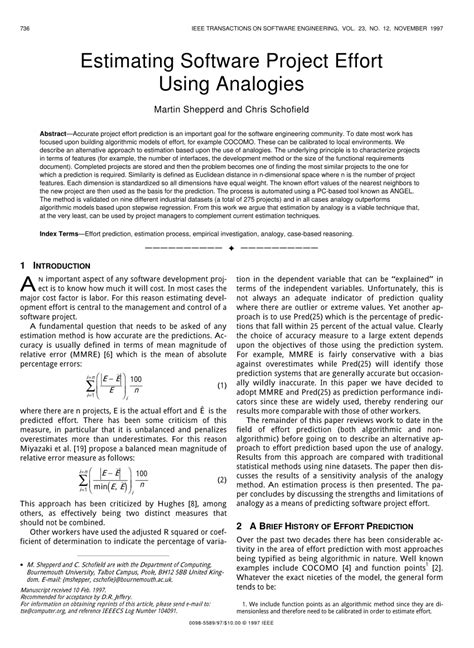 pdf estimating software project effort using analogies