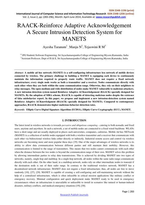 pdf raack reinforce adaptive acknowledgement a secure intrusion detection system for manets