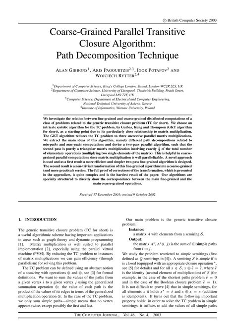 pdf coarse grained parallel transitive closure algorithm path decomposition technique