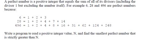 solved a perfect number is a positive integer that equals