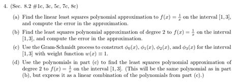 find the linear least squares polynomial
