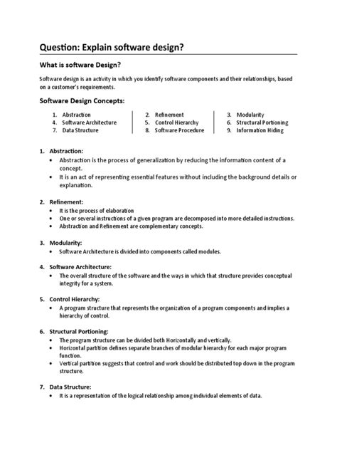 question explain software design pdf abstraction computer science modularity