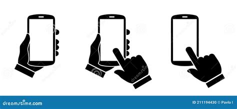Click Finger Icon Set Hand Touching Of Cursor Choose Pointer Symbol