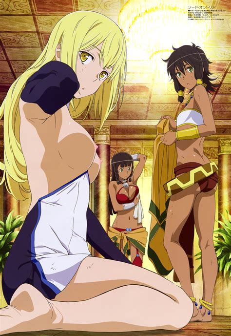 Rule 34 3girls Aiz Wallenstein Arms Up Artist Request Ass Barefoot Blonde Hair Breast Squeeze
