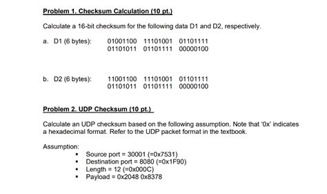 Solved Problem 1 Checksum Calculation 10 Pt Calculate A Chegg