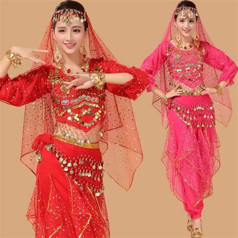 2016 New Sexy Belly Dance Costumes Clothes Long Sleeves Toppantbeltveil Bollywoodindian