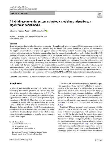 pdf a hybrid recommender system using topic modeling and prefixspan algorithm in social media