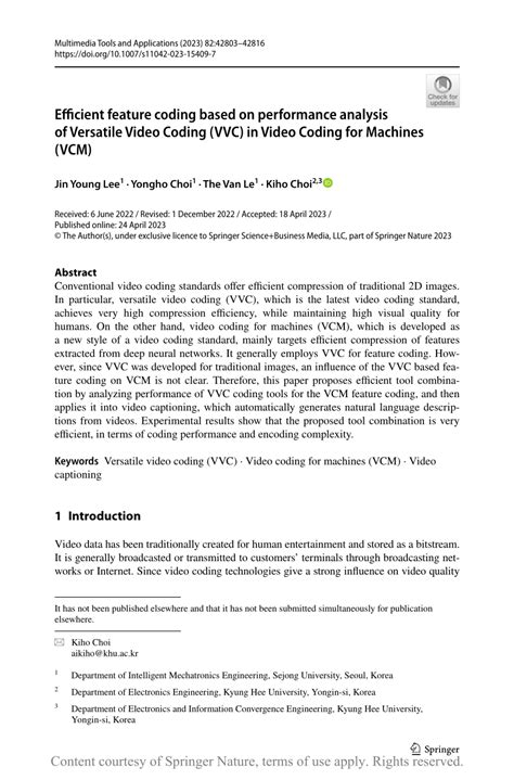 efficient feature coding based on performance analysis of versatile video coding vvc in video
