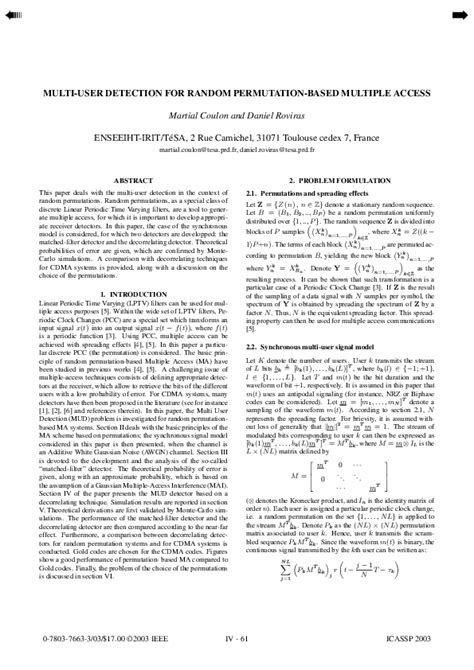 pdf multi user detection for random permutation based multiple access daniel roviras