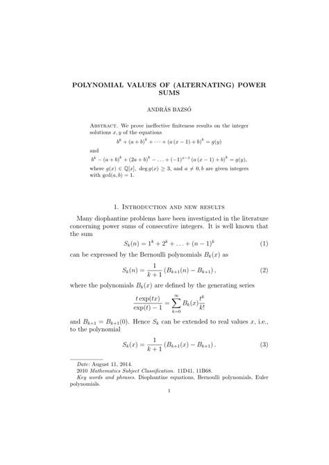 pdf polynomial values of alternating power sums
