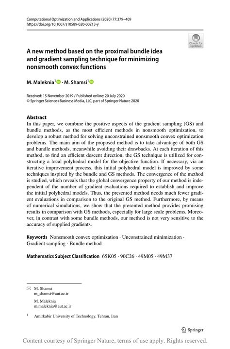 a new method based on the proximal bundle idea and gradient sampling technique for minimizing