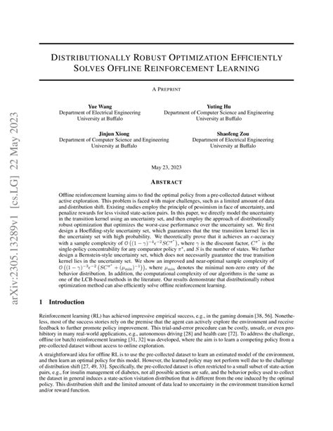 distributionally robust optimization efficiently solves offline reinforcement learning deepai