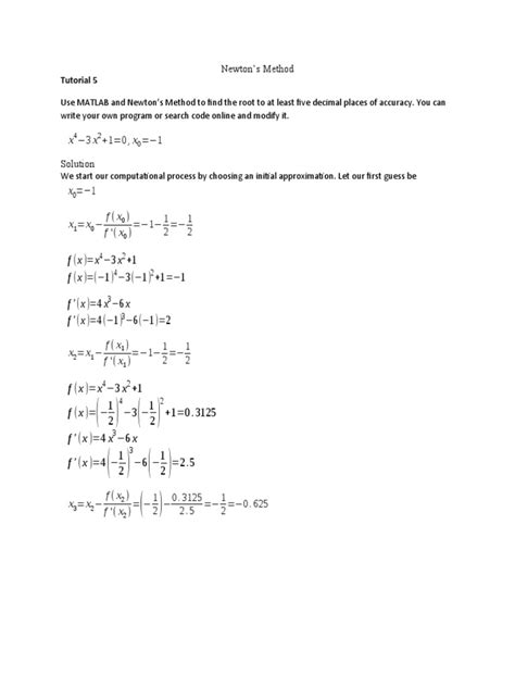 newton s method matlab pdf computational science mathematical logic