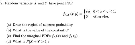 solved 2 random variables x and y have joint pdf fx y x y