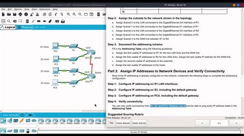 CCNA RS1 ITN Chapter 8 Packet Tracer Subnetting Scenario YouTube