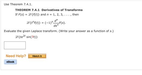 solved theorem 7 4 1 derivatives of transforms if