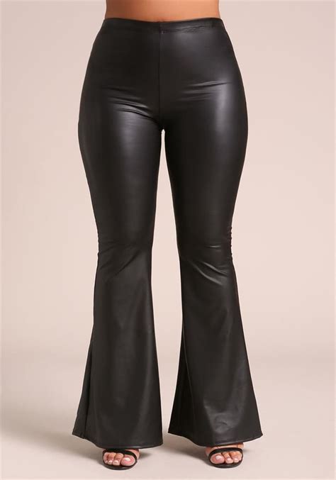 Plus Size Clothing Plus Size Leatherette Bell Bottom Leggings Debshops