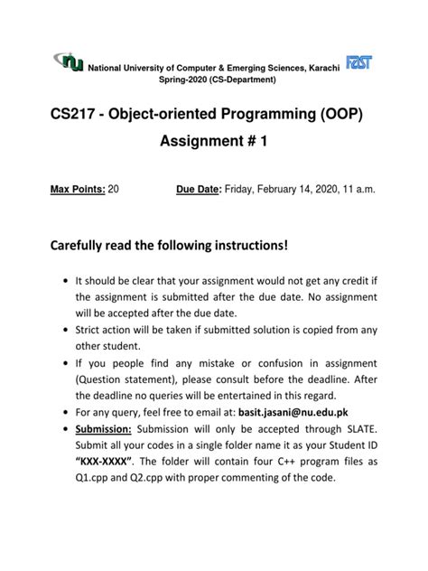 cs217 object oriented programming oop assignment 1 carefully read the following