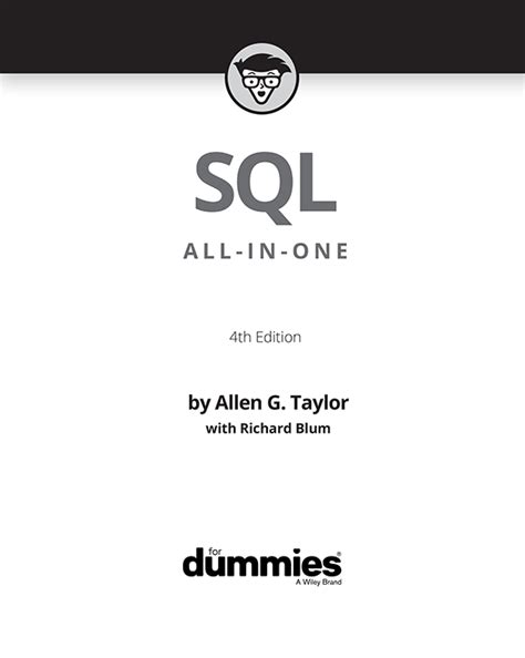 Title Page Sql All In One For Dummies Th Edition Book