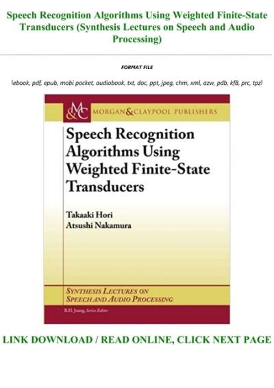 [ free download ] speech recognition algorithms using weighted finite state transducers