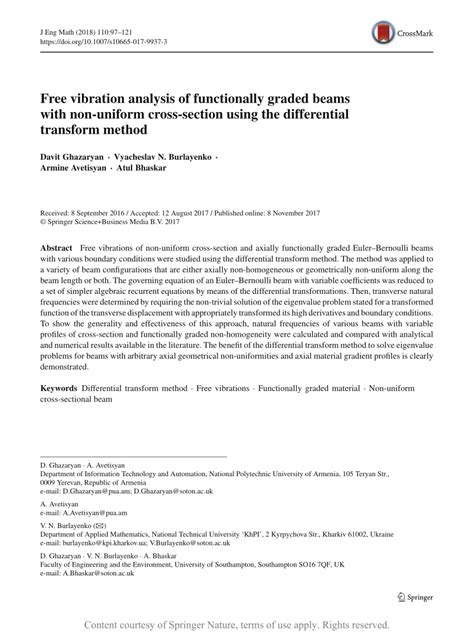free vibration analysis of functionally graded beams with non uniform cross section using the