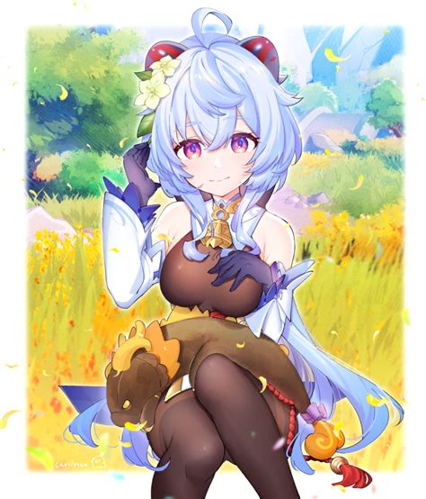 Safebooru 1girl Ahoge Artist Name Bare Shoulders Bell Black Pantyhose Blue Gloves Blue Hair