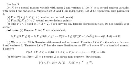 solved problem 3 let x be a normal random variable with