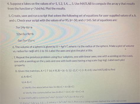 solved submit a pdf showing any matlab commands or scripts