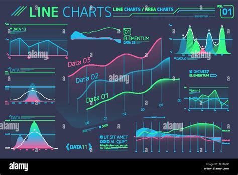 Line Charts And Area Charts Infographic Elements Stock Vector Image